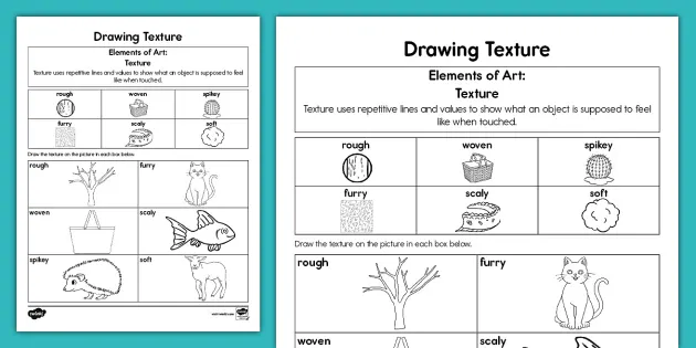 Elements of Art: Drawing Texture Activity for K-2nd Grade - Worksheets Library