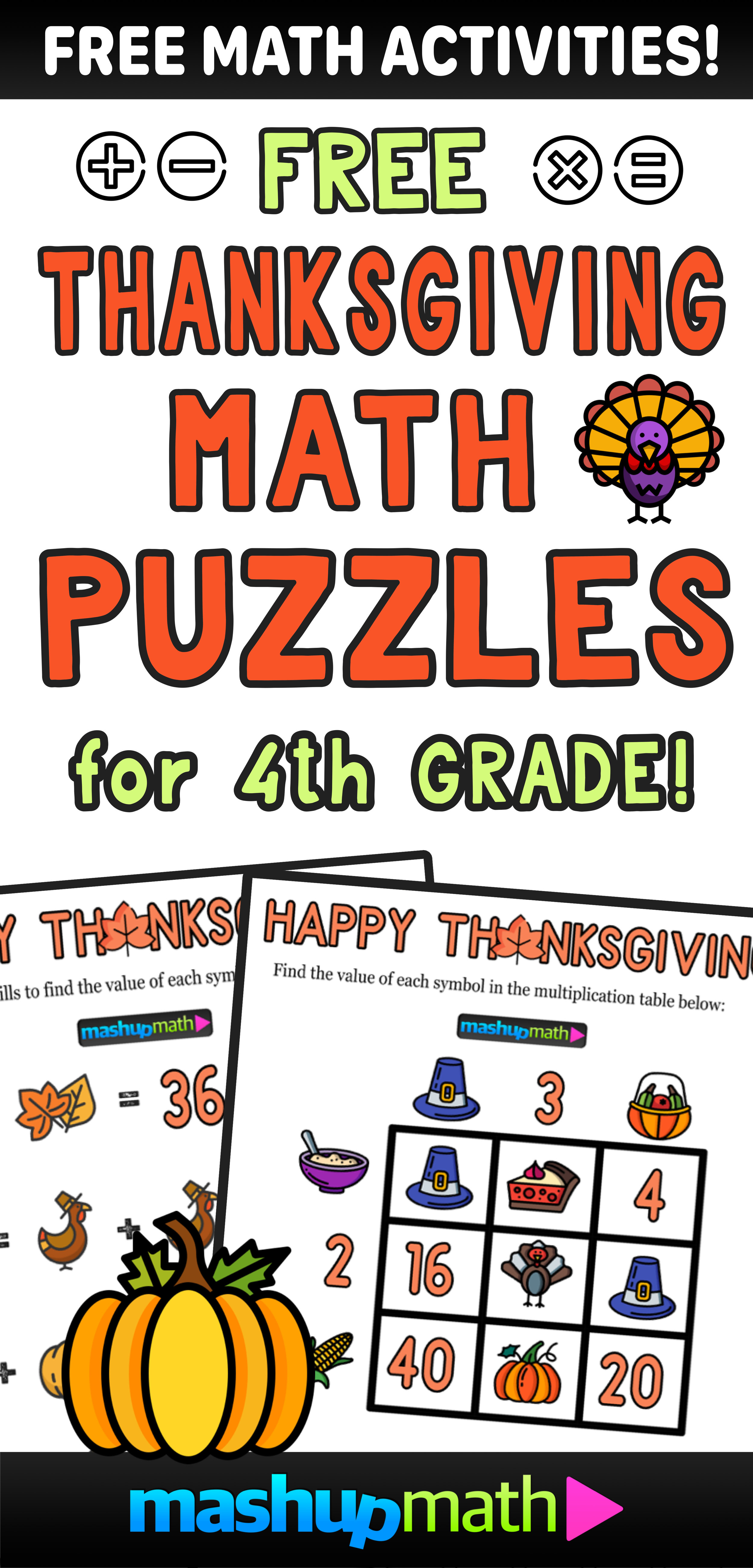12 Thanksgiving Math Activities for Grades 1-8 — Mashup Math ...
