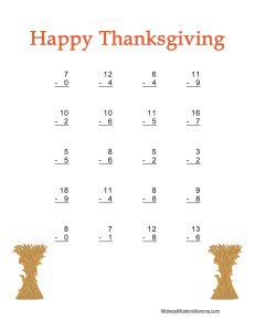 Thanksgiving Color By Number: Simple Addition | Squarehead Teachers ...