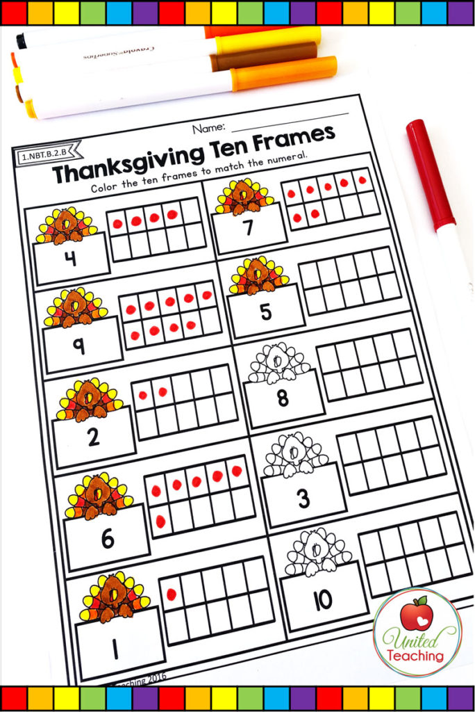 Thanksgiving Color By Number: Simple Addition | Squarehead Teachers ...