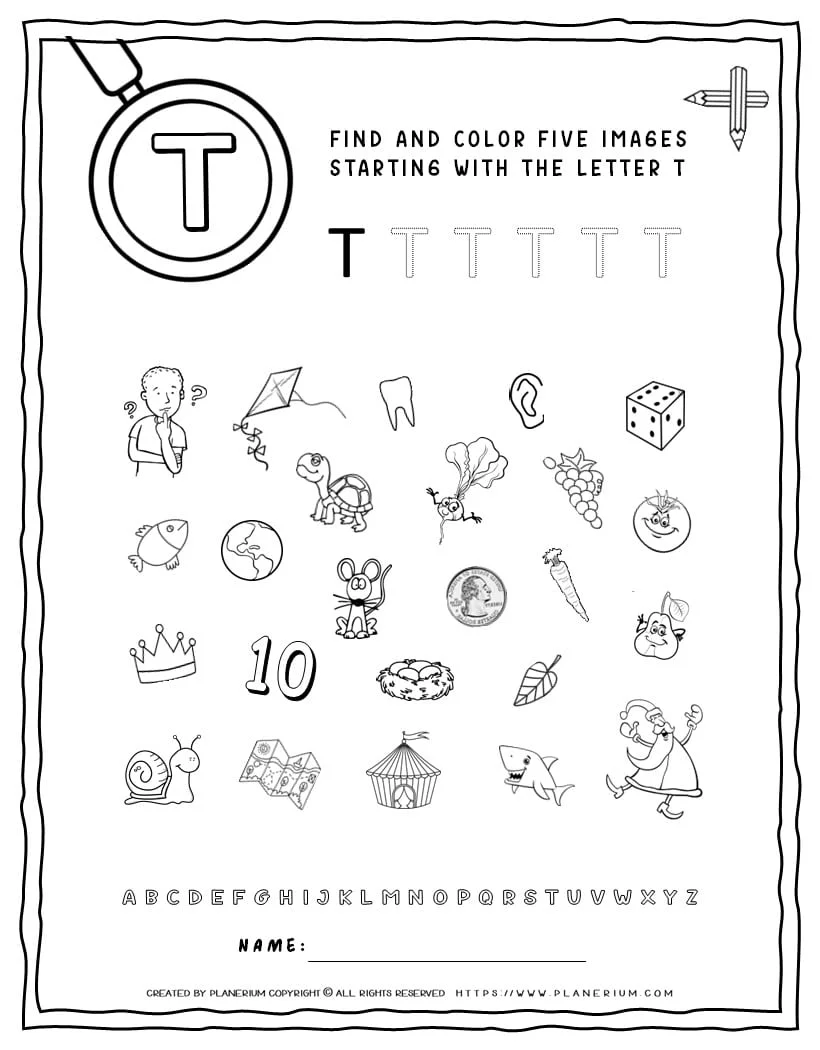 English Alphabet Worksheet - T Letter | Planerium - Worksheets Library