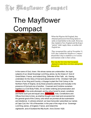 The Mayflower Compact Worksheet