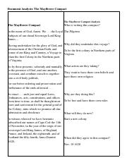 Mayflower compact .pdf - Document Analysis: The Mayflower Compact ...