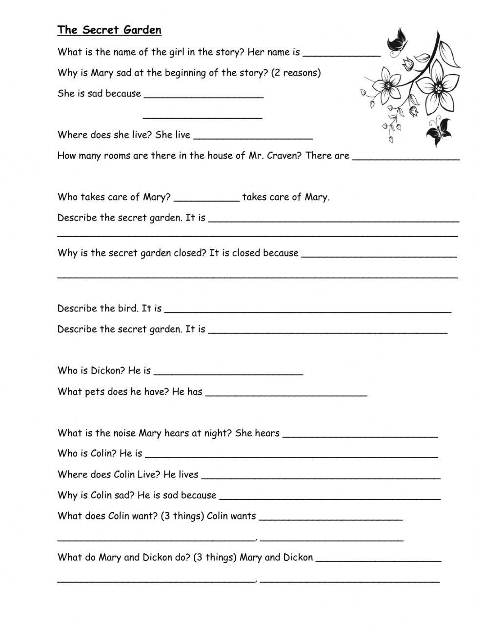 The Secret Garden Worksheets | Author, Summary, Characters - Worksheets Library