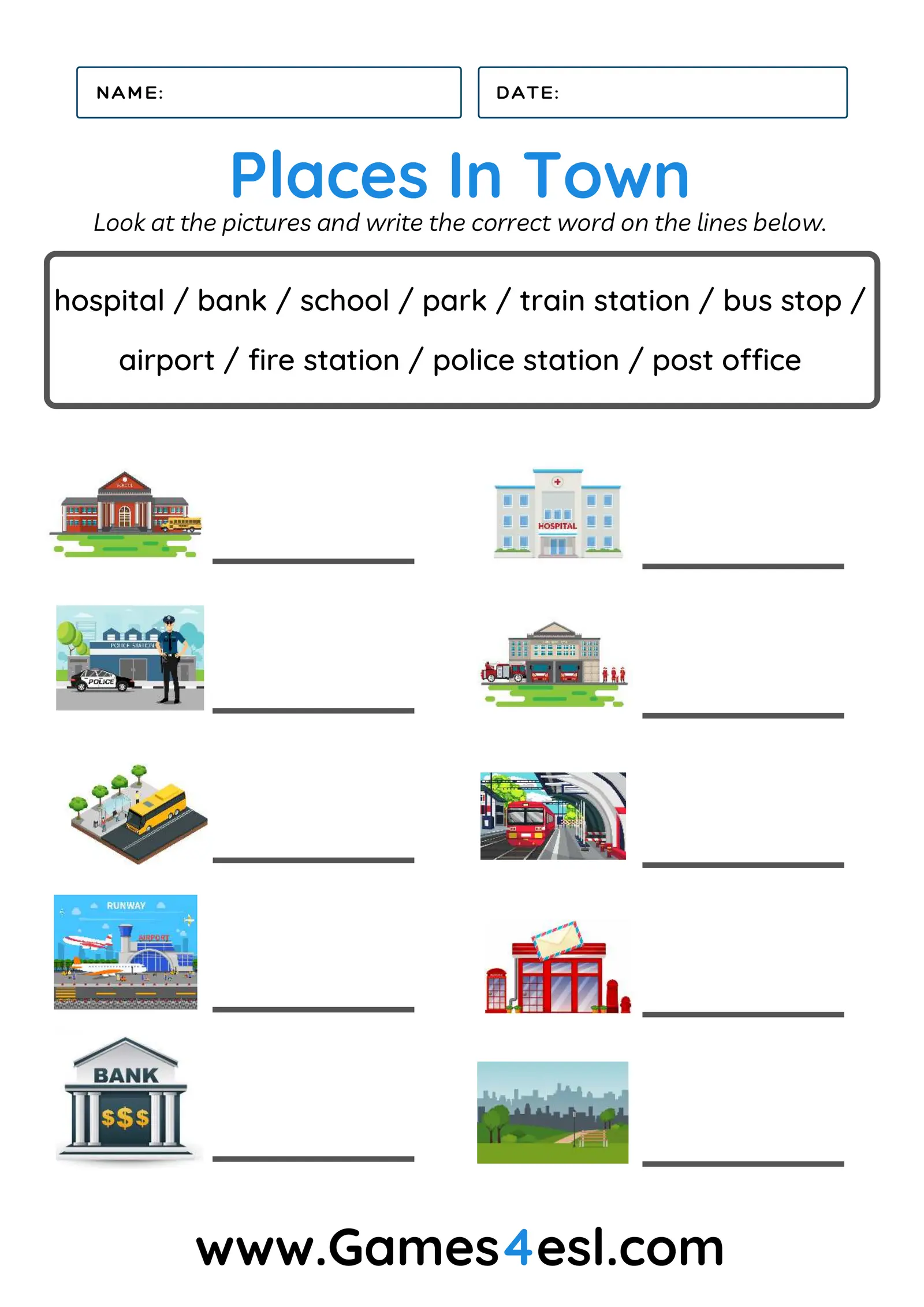 Places in Town Worksheet Interactive Worksheet – Edform - Worksheets Library