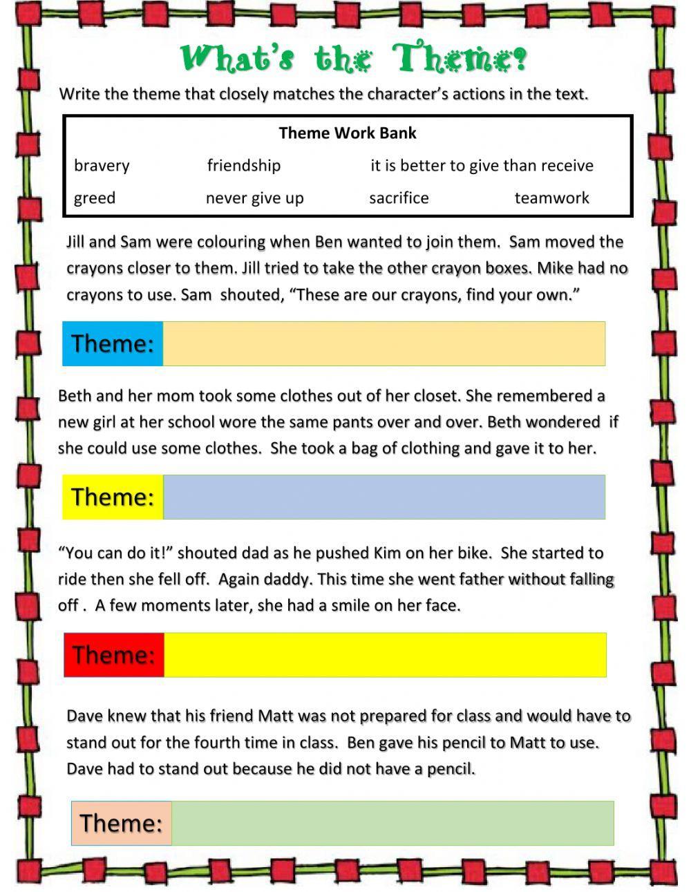 Free theme worksheet 3rd grade, Download Free theme worksheet 3rd grade ...