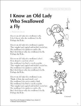 I Know an Old Lady Who Swallowed a Fly: A Poem for Groups ... - Worksheets Library
