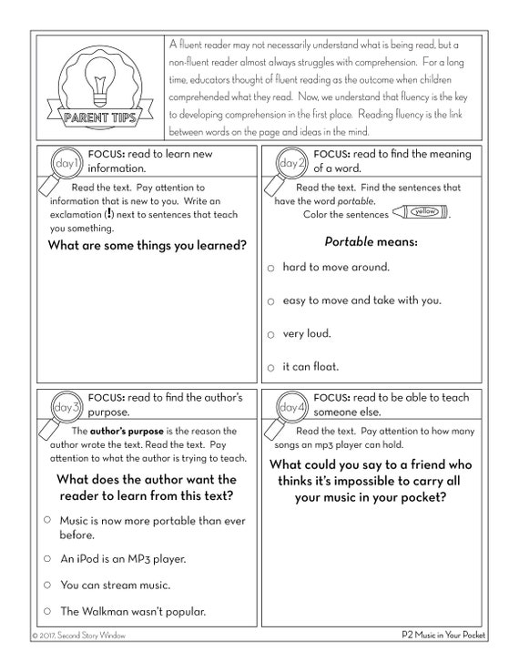 3rd Grade Printable Fluency and Reading Comprehension Passages for ...