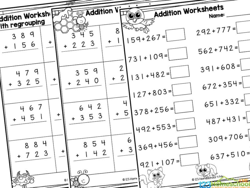 Addition Worksheets (3-Digit) - Worksheets Library