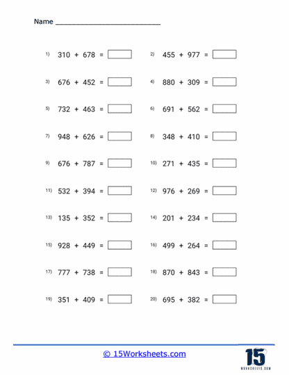Free three digit addition worksheet 2nd, Download Free three digit ...