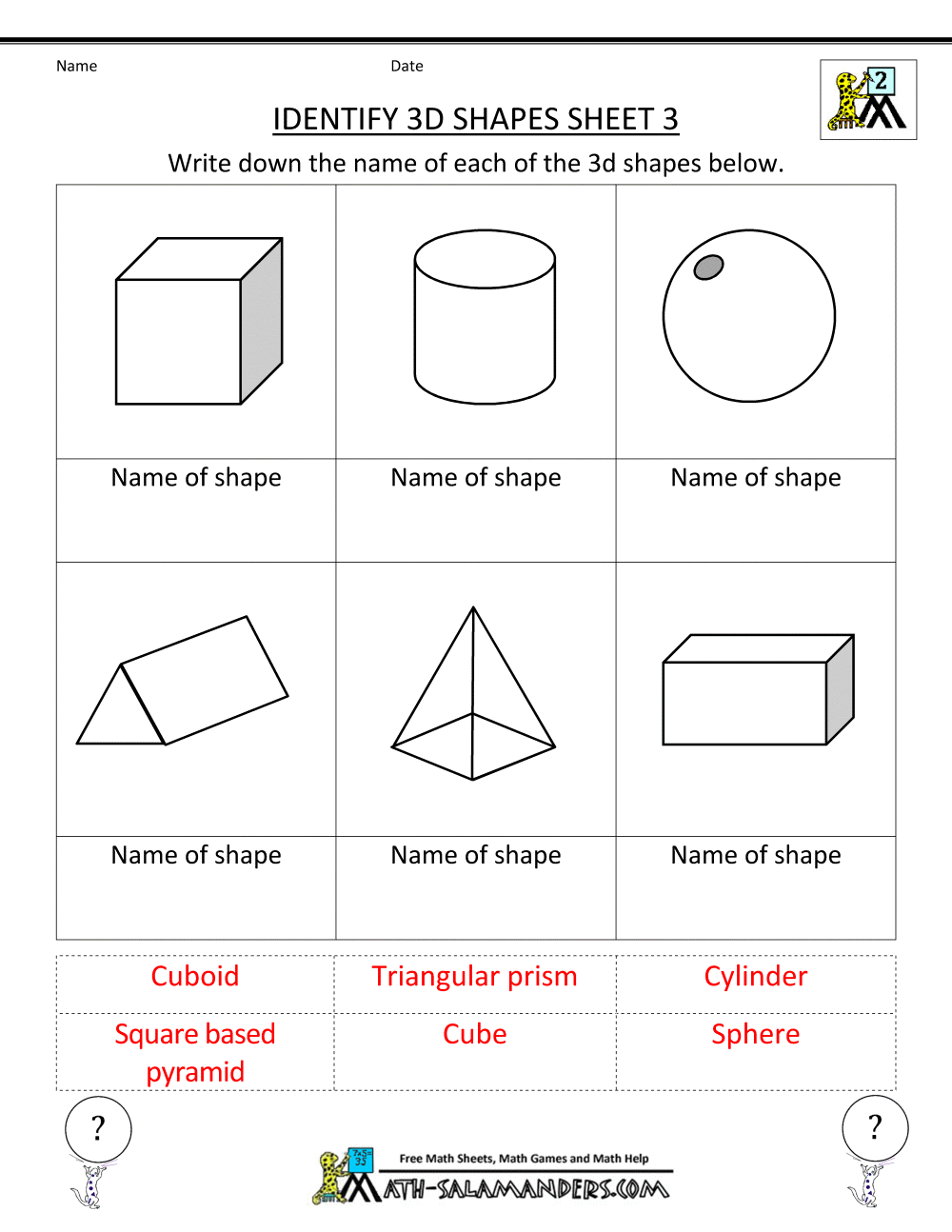 3d Shapes Worksheets - Worksheets Library