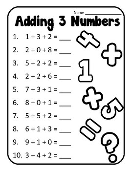Adding to Make 10 Adding Three Numbers First Grade Adding 3 ...