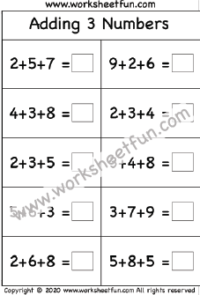 Addition – Adding 3 Numbers / FREE Printable Worksheets – Worksheetfun ...