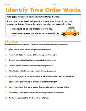 Free time order transition words worksheet, Download Free time order transition words worksheet ...