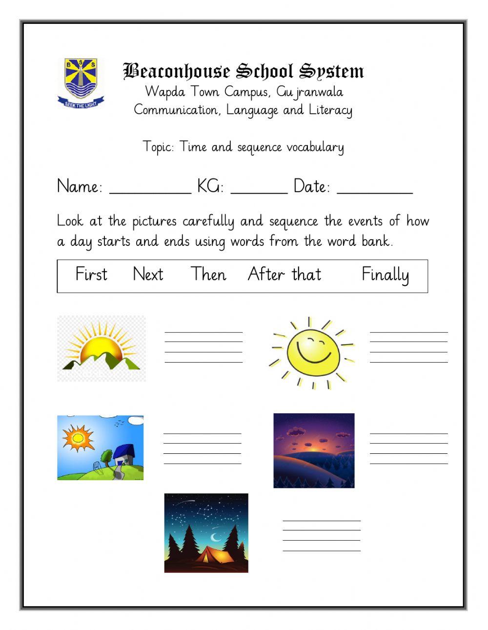 Time and Sequence Vocabulary online exercise for | Live Worksheets - Worksheets Library