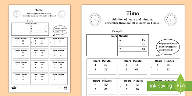 Adding And Subtracting Time Worksheet Teacher Made Worksheets Library