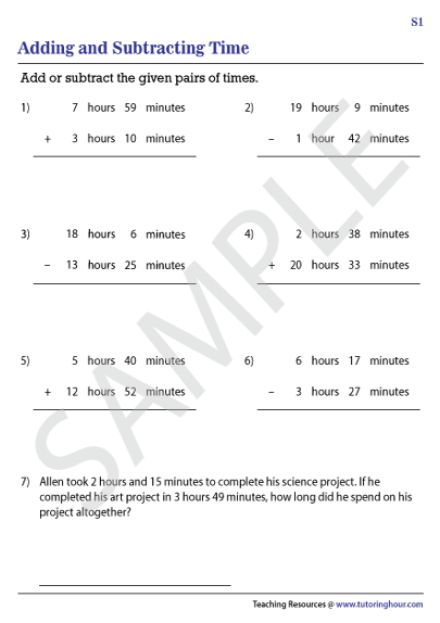 Free Time Subtraction Worksheet Download Free Time Subtraction