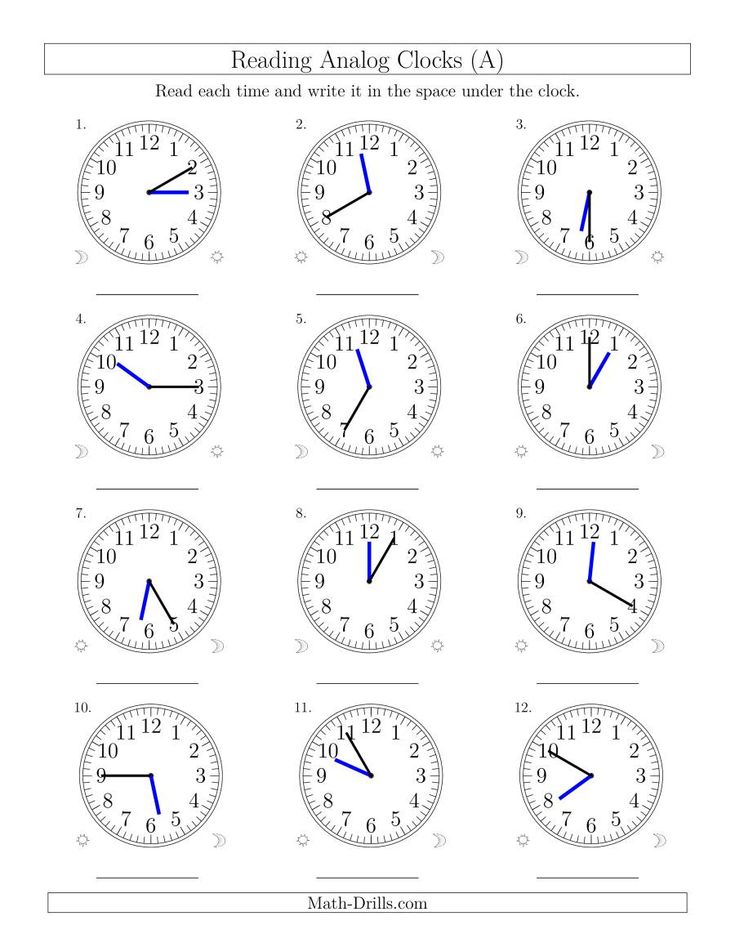 The Reading Time On 12 Hour Analog Clocks In 5 Minute Intervals A