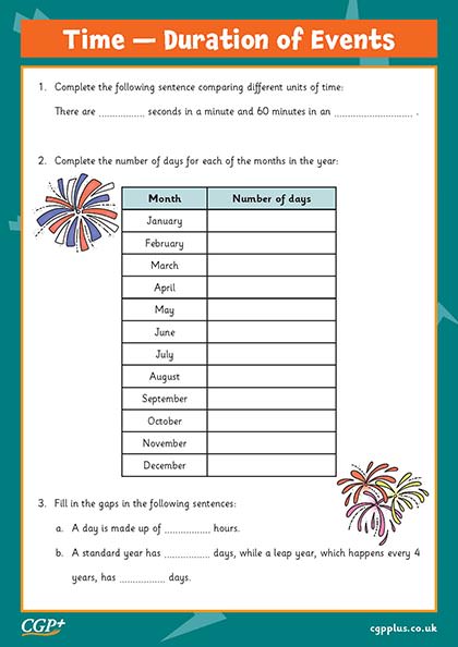Time — Duration Of Events Year 3 Cgp Plus Worksheets Library