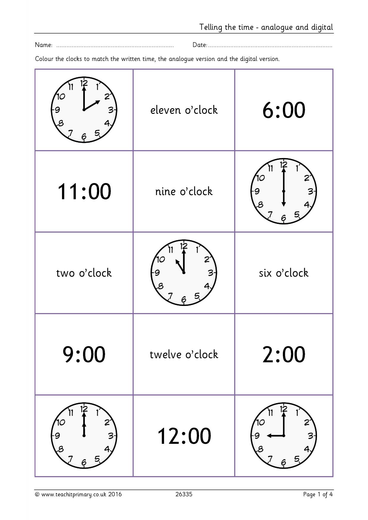 Time Worksheets Converting Analogue To Digital
