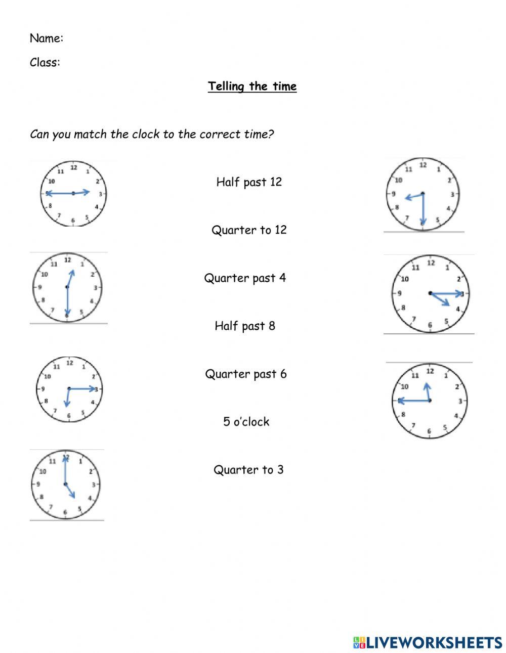 Telling The Time Oclock Half Past Quarter Past Quarter To Telling The Time Oclock Half Past Quarter Past Quarter To