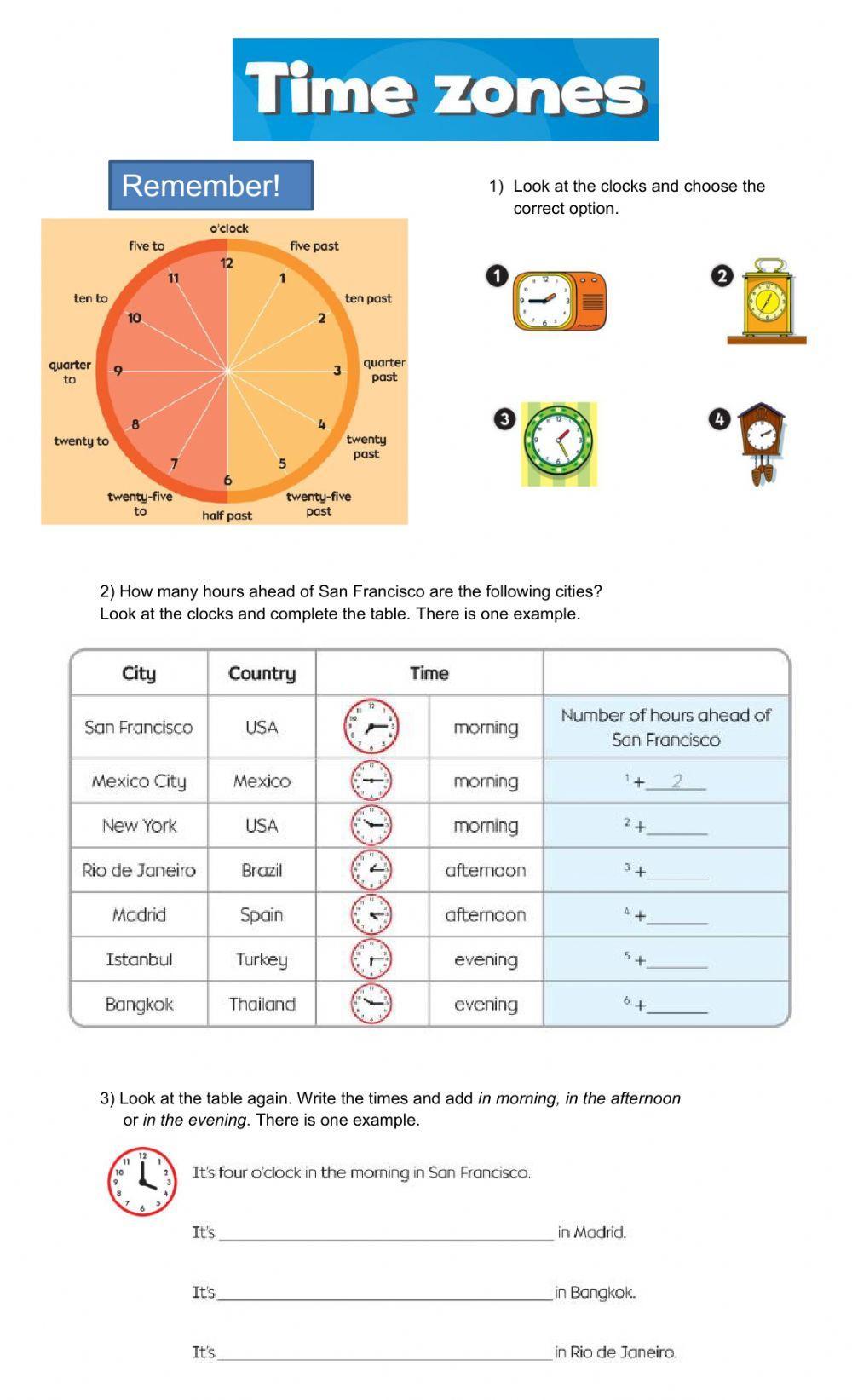 Time Zones activity | Live Worksheets - Worksheets Library