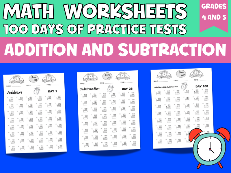 Addition and Subtraction Worksheets, 100 days of practice tests ...