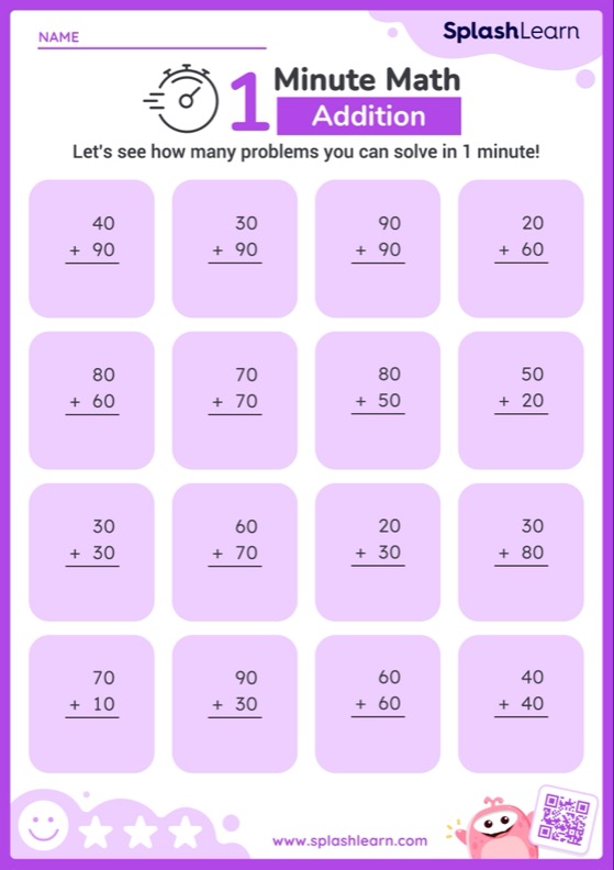 Add Two Multiples of 10: Vertical Timed Practice — Printable Math ...