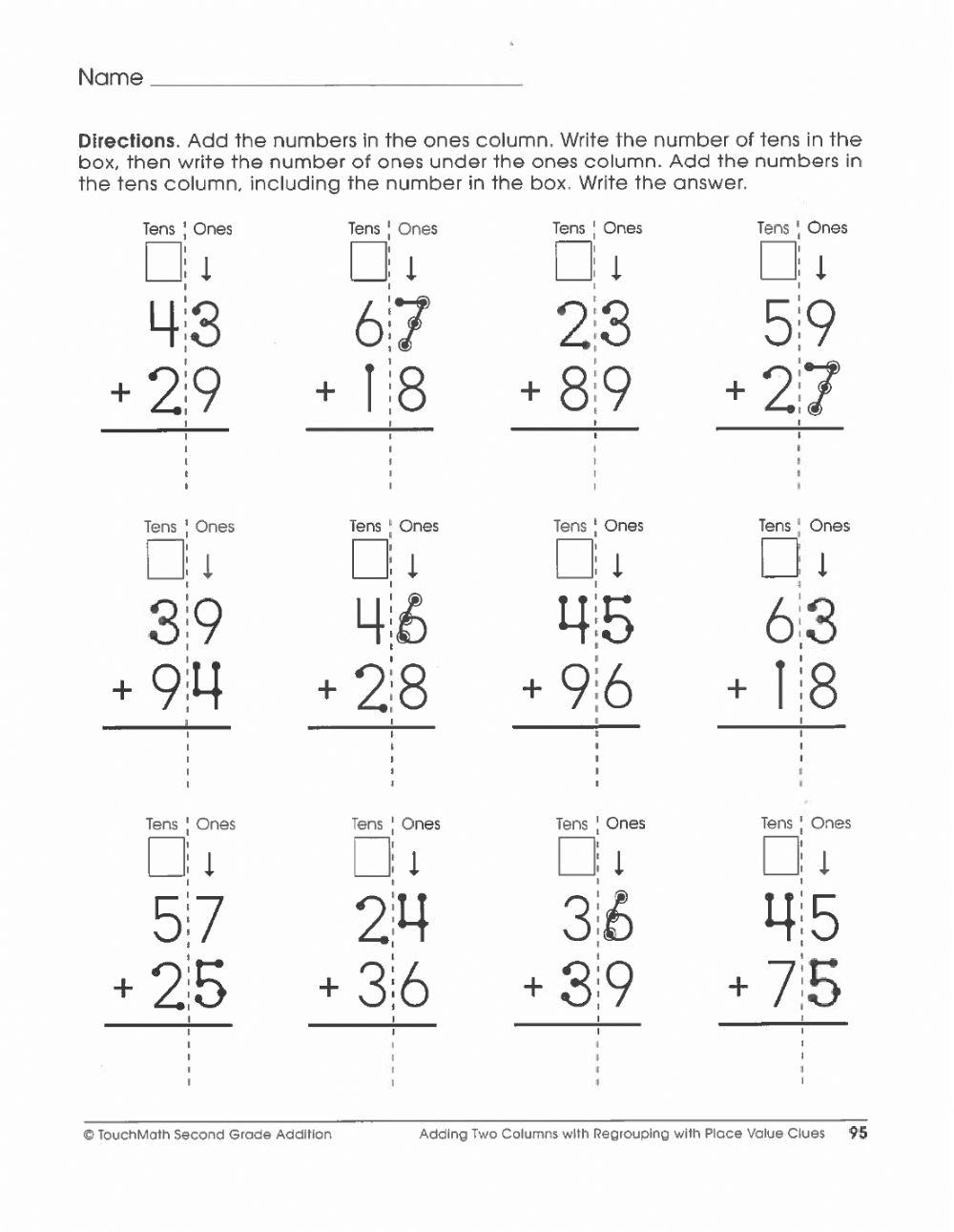 Touch Math Double Digit Addition Online Exercise For Live Worksheets Worksheets Library