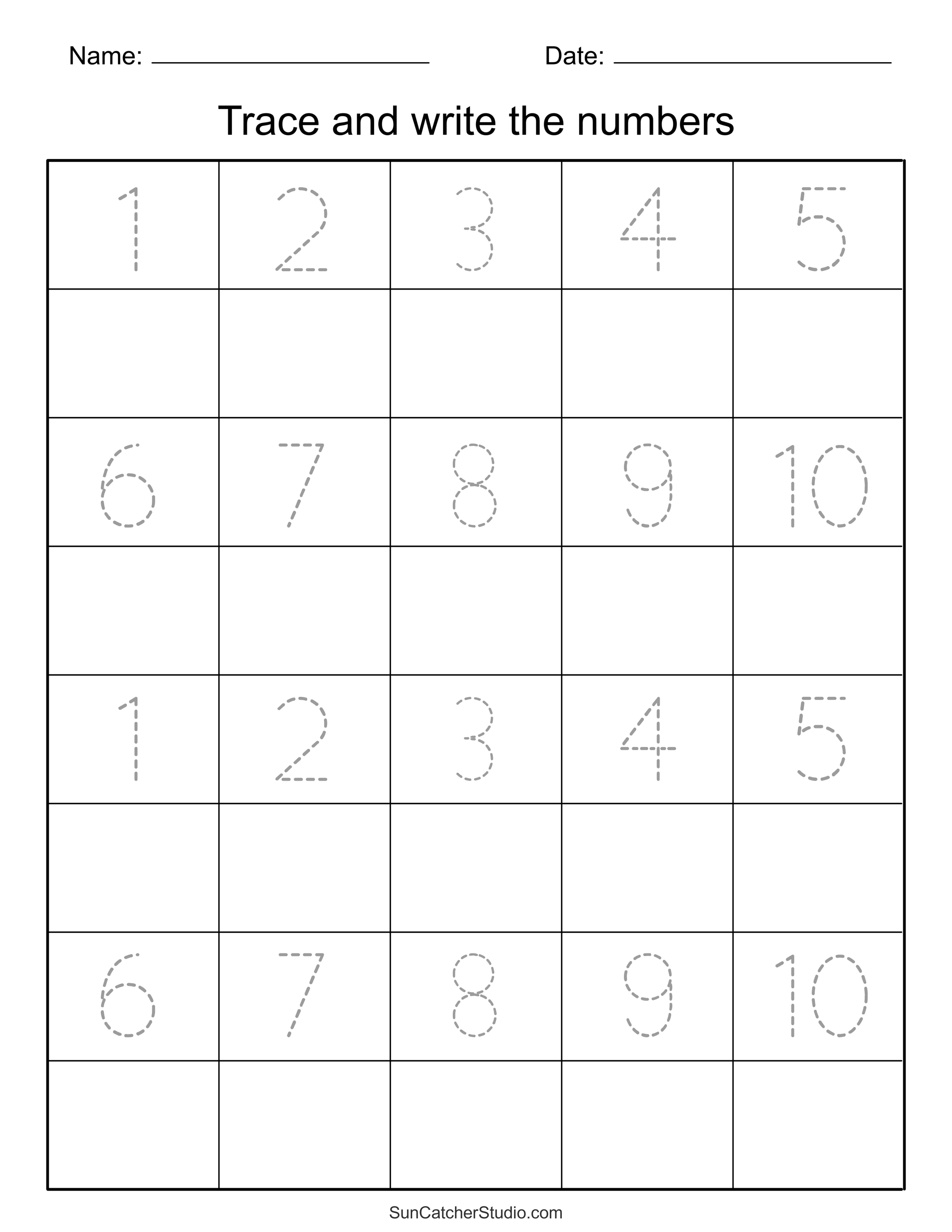 Tracing Numbers (Free Printable Practice PDF Worksheets) – DIY ... - Worksheets Library