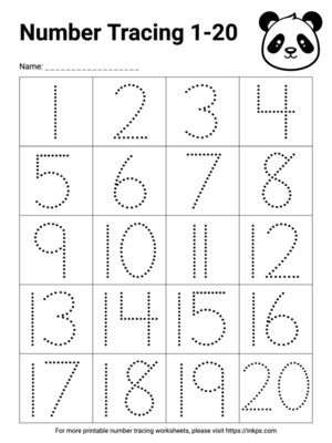 Free Printable Number Tracing Worksheets 1-20 in PDF, PNG and JPG ... - Worksheets Library