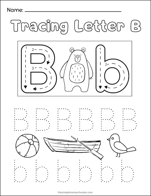 Free Letter B Tracing Worksheets: Easy Print! - The Simple ... - Worksheets Library