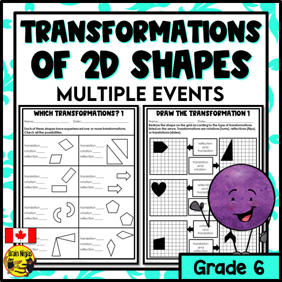Transformations of 2D Shapes Math Worksheets | Paper | Multiple Events ...