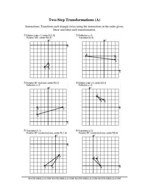 Two-Step Transformations (Old Version) (A) - Worksheets Library