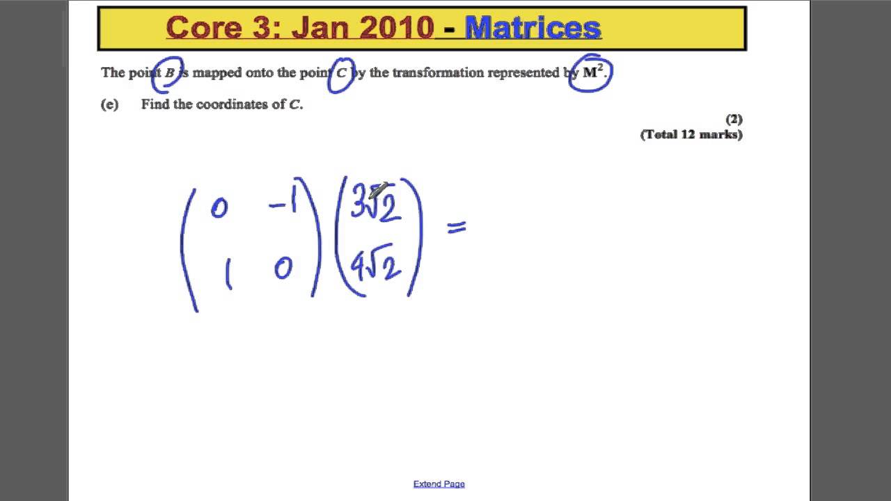 Igcse Fm Matrix Transformations Worksheets Library