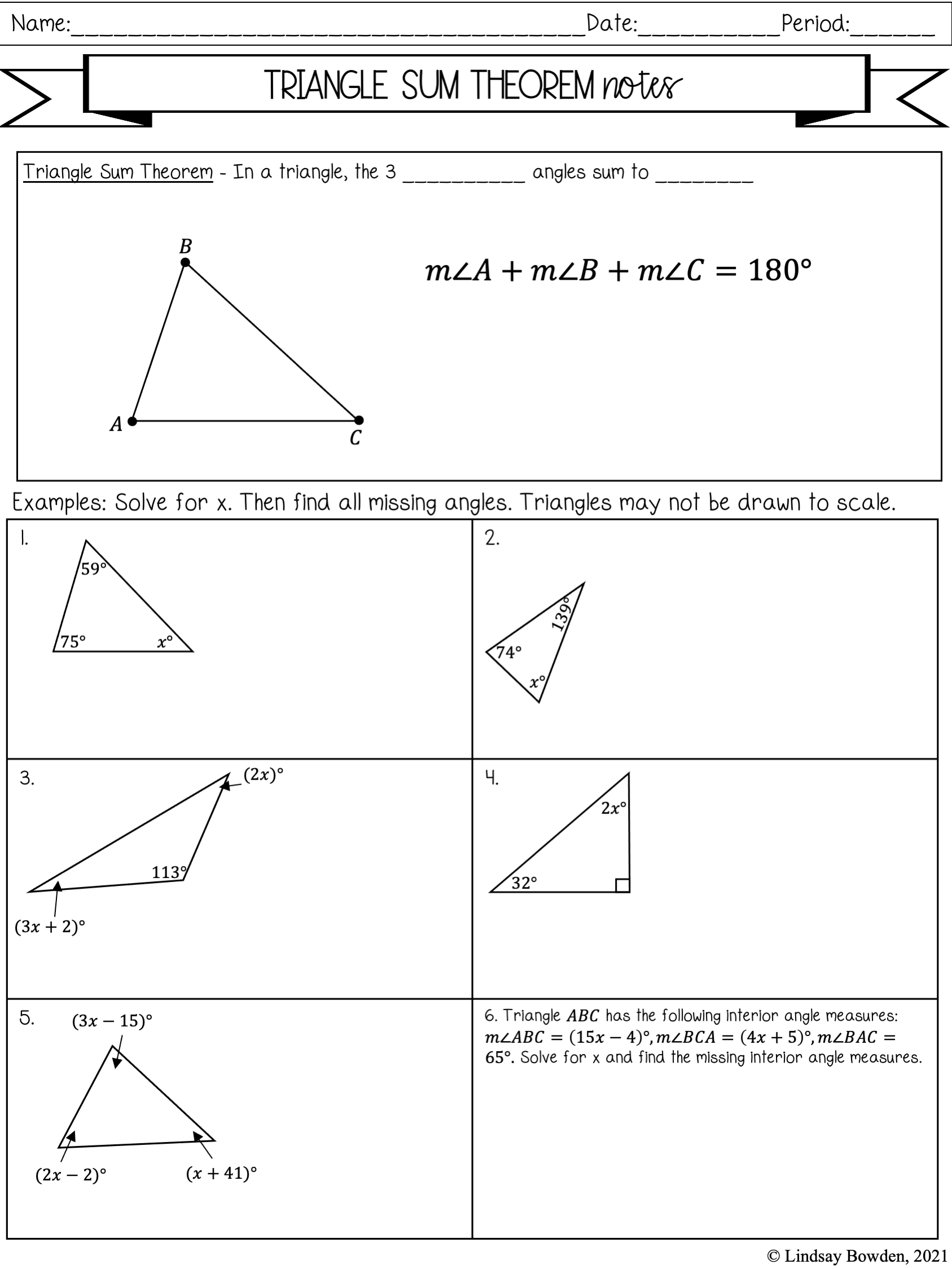 Free Triangle Exterior Angle Sum Theorem Worksheet And Answers