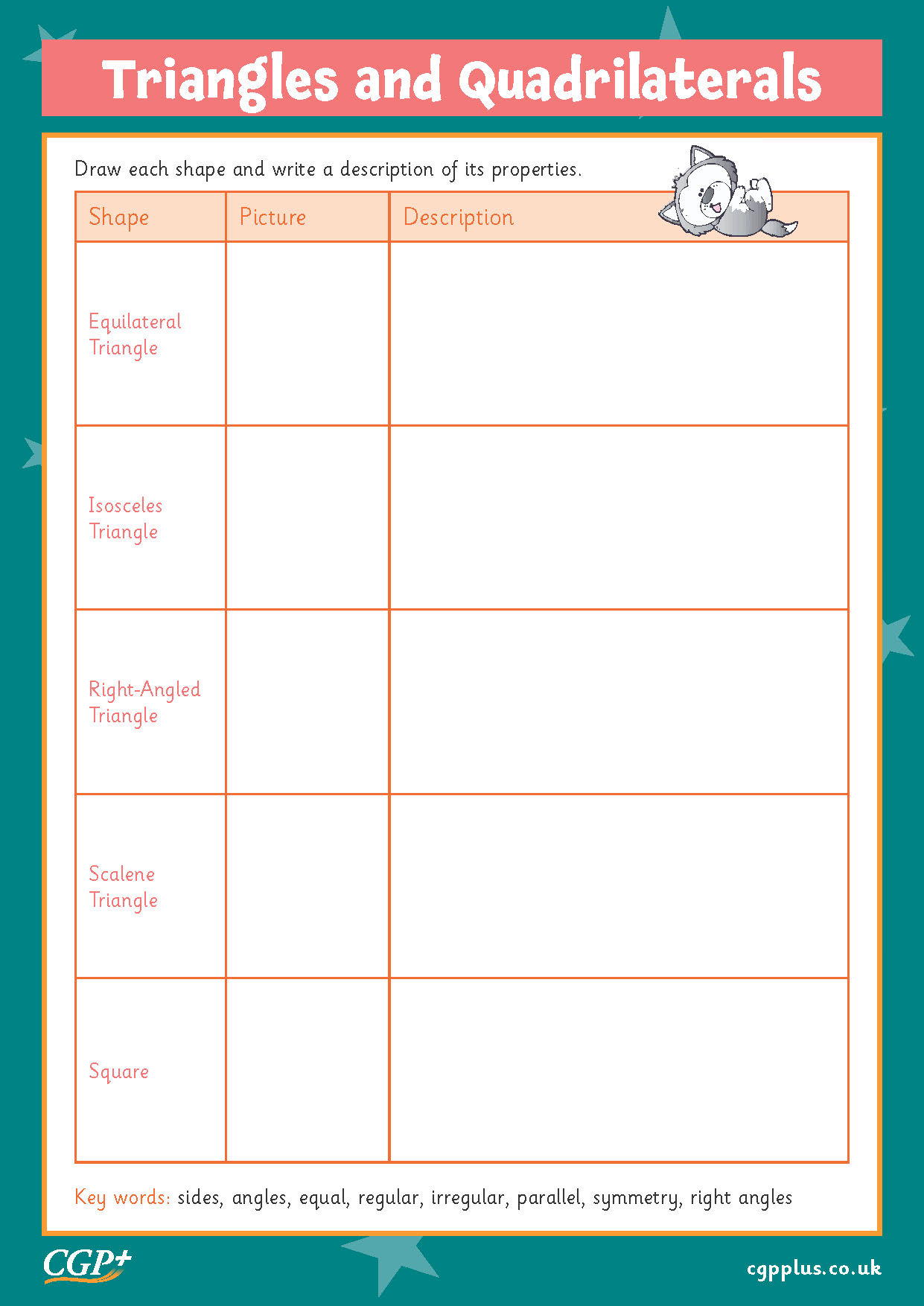 Free triangles and quadrilaterals worksheet, Download Free triangles ...