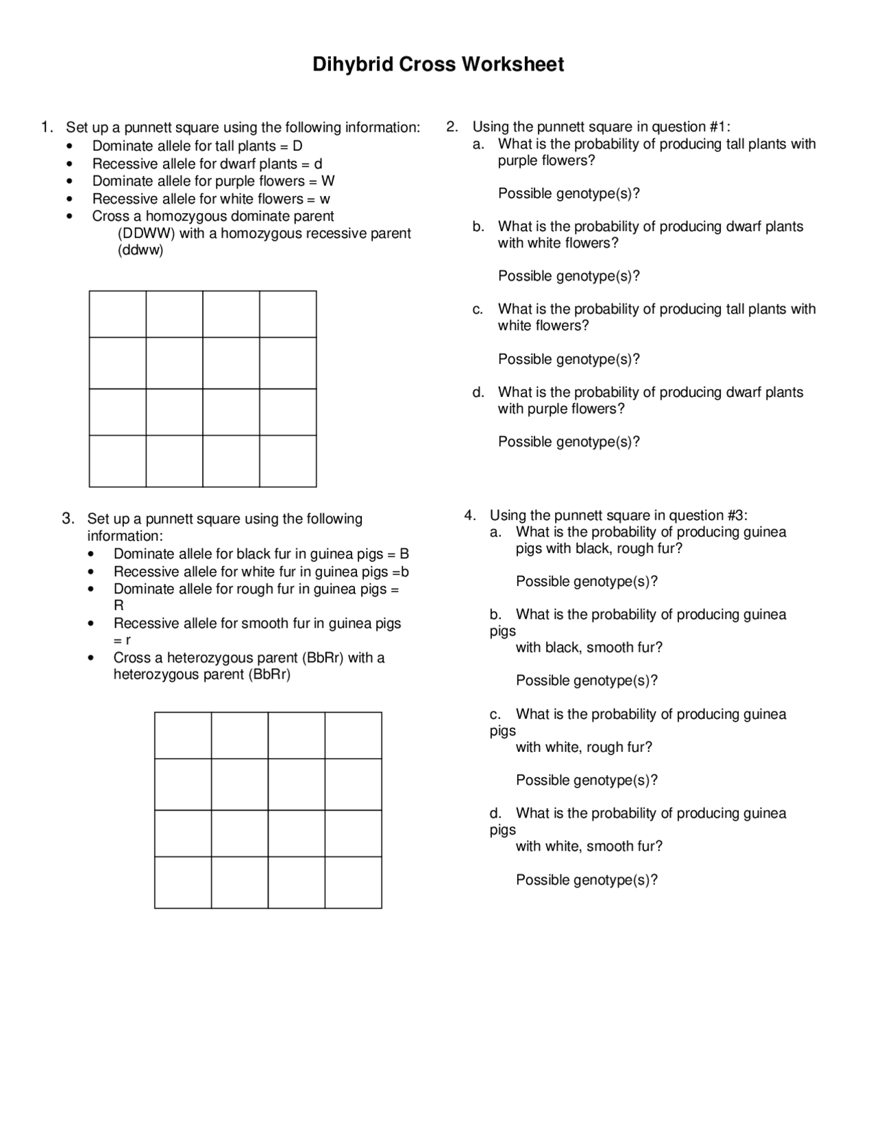 Trihybrid Cross Practice Problems Channels For Pearson Worksheets