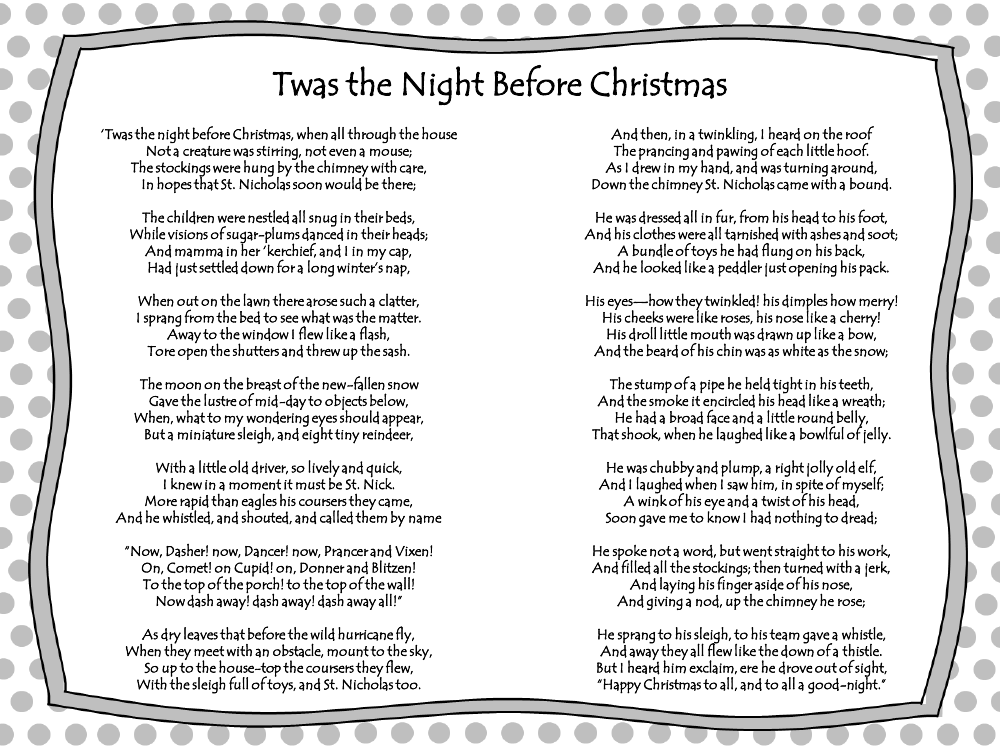 Free twas the night before christmas worksheet, Download Free twas the ...