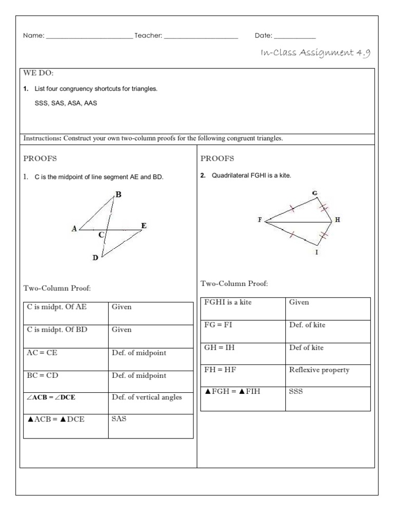 49 Intro To 2 Column Proofs Answer Key Pdf Worksheets Library
