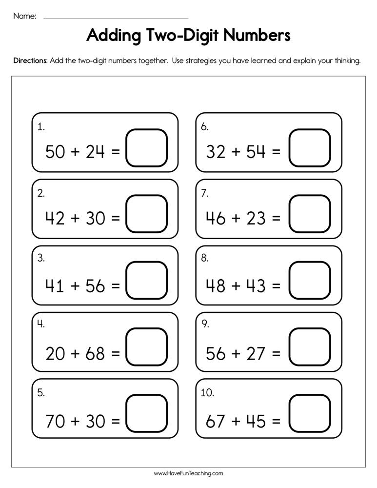 Addition Worksheets for 1st Graders - Free with No Login ...