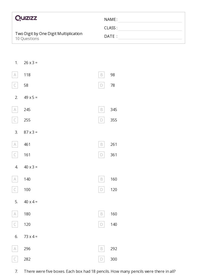 50+ One-Digit Multiplication worksheets for 5th Grade on Quizizz ...