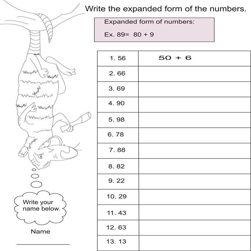 Expanded form ( 2 digit) - Worksheets Library