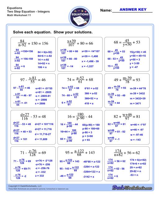 Two Step Equations - Worksheets Library