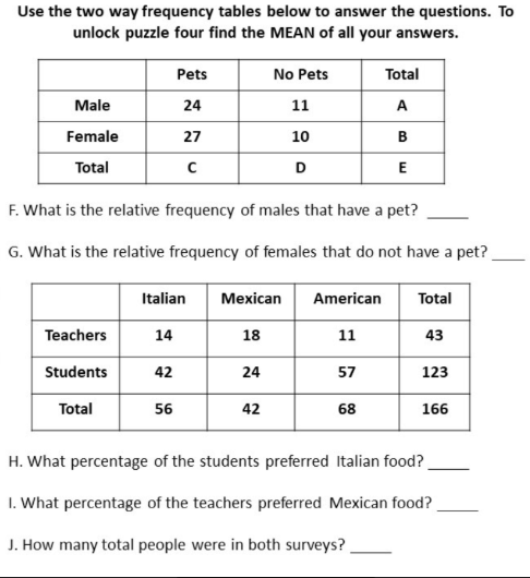 Free two way frequency table worksheet answers, Download Free two way frequency table worksheet ...