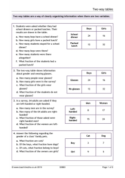 ? Calculating Probabilities from Two-Way Tables - Twinkl - Worksheets Library
