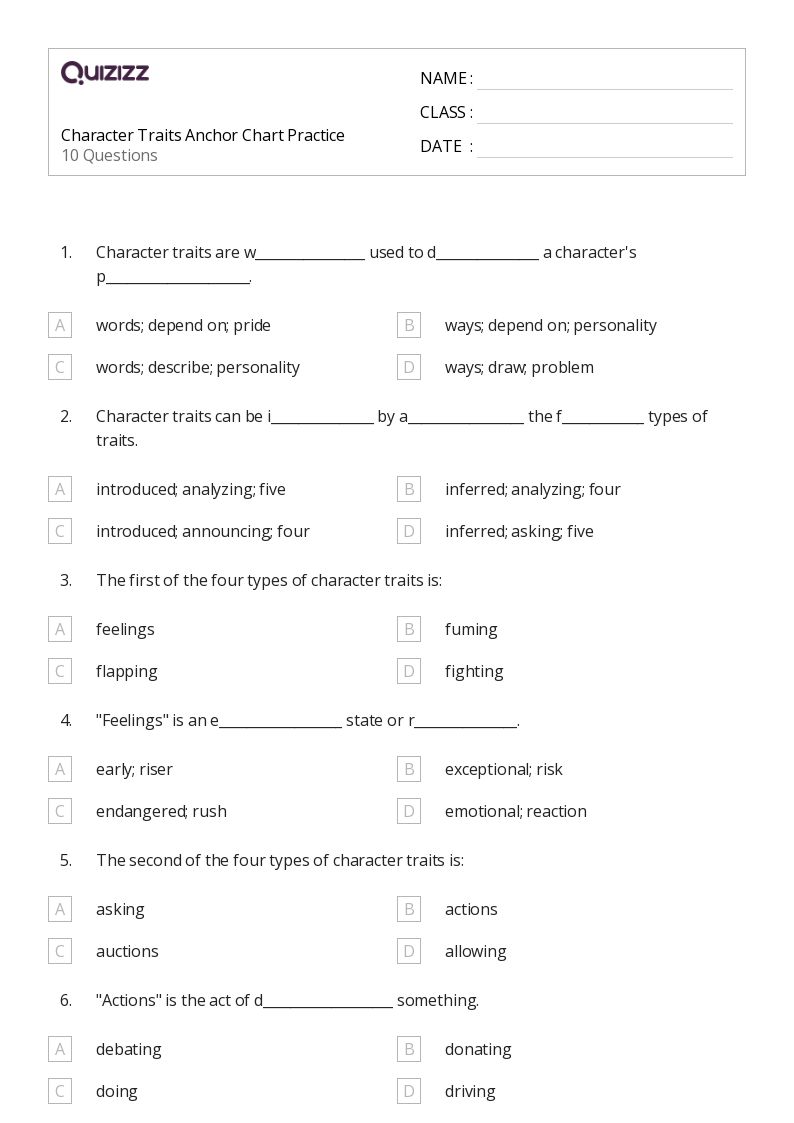 Character Types Worksheet 1 Character Types Worksheet 2 Reading