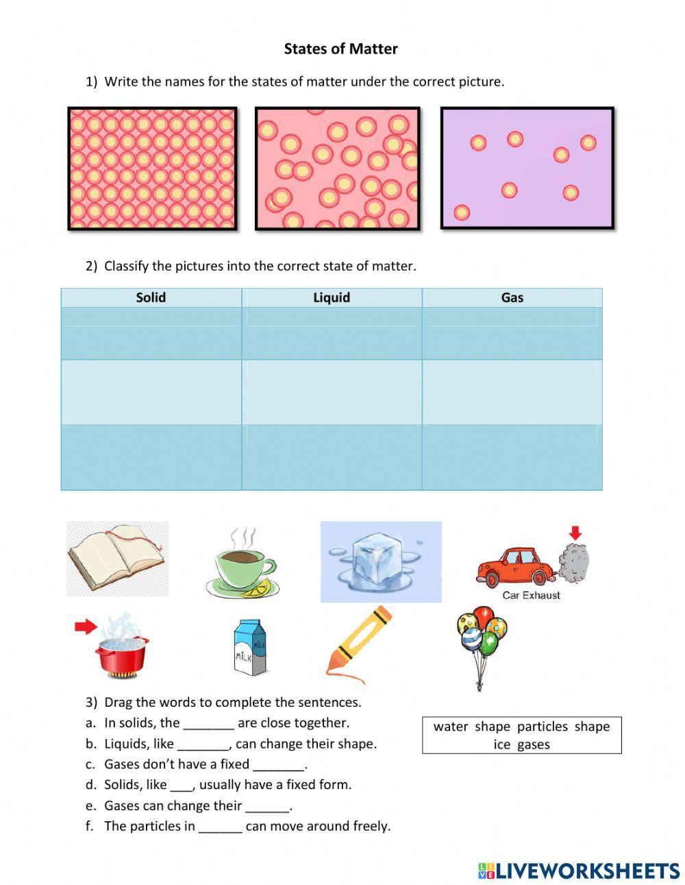 States Of Matter Online Activity For 4th Grade Live Worksheets States Of Matter Online Activity For 4th Grade Live Worksheets