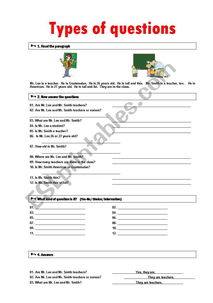 Types Of Questions ESL Worksheet By Teacherjorgesanchez Worksheets Types Of Questions ESL Worksheet By Teacherjorgesanchez Worksheets