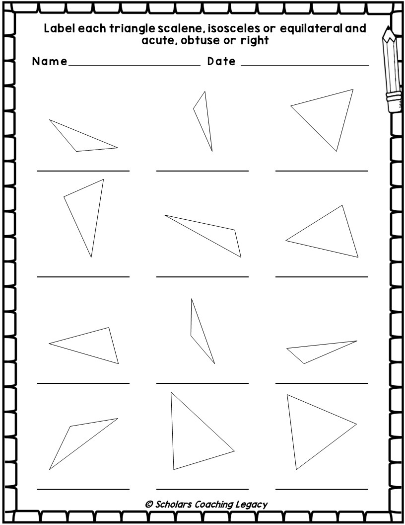 Types Of Triangle Worksheet Practice And Learn Different Triangle Types